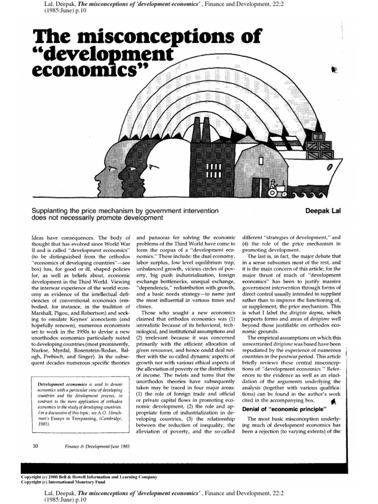 Deepak Lal - Misconceptions of Development Economics | PDF