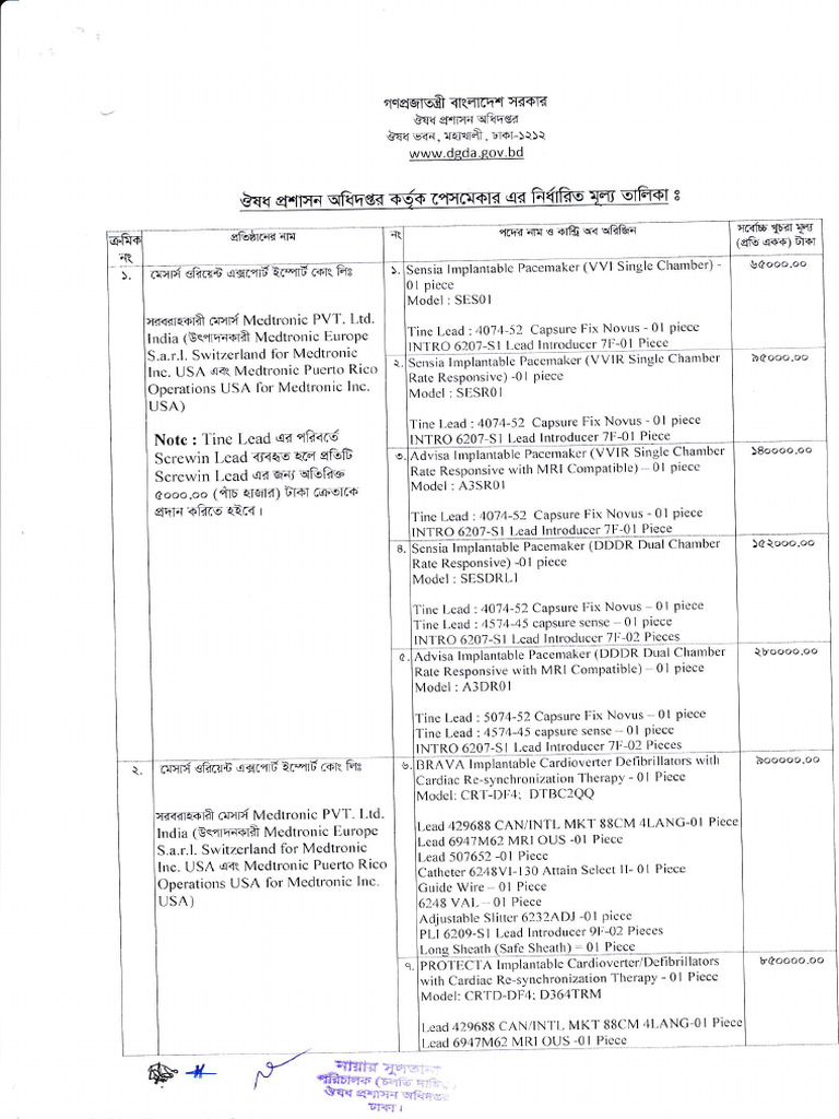 Pacemaker Price List 19.01.2019 | PDF