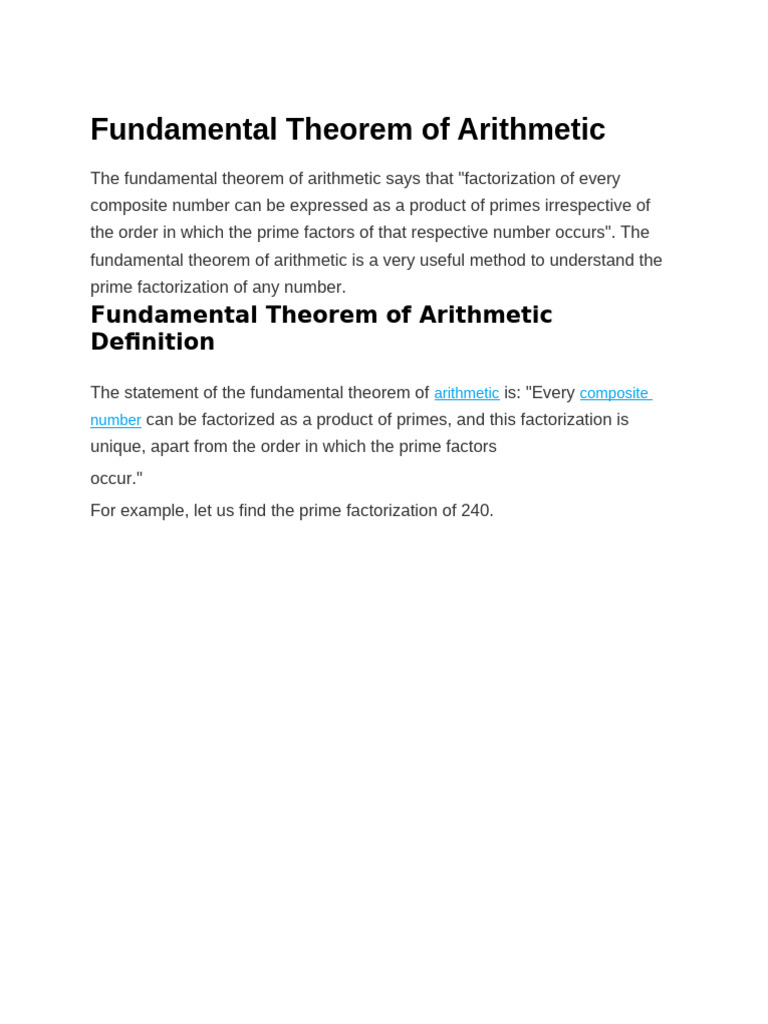 Fundamental Theorem of Arithmetic | PDF | Prime Number | Theorem