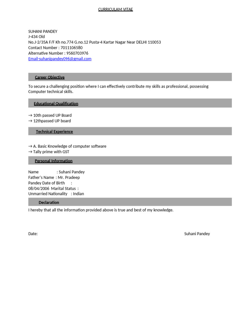 Suhani Pandey Resume-1 | PDF