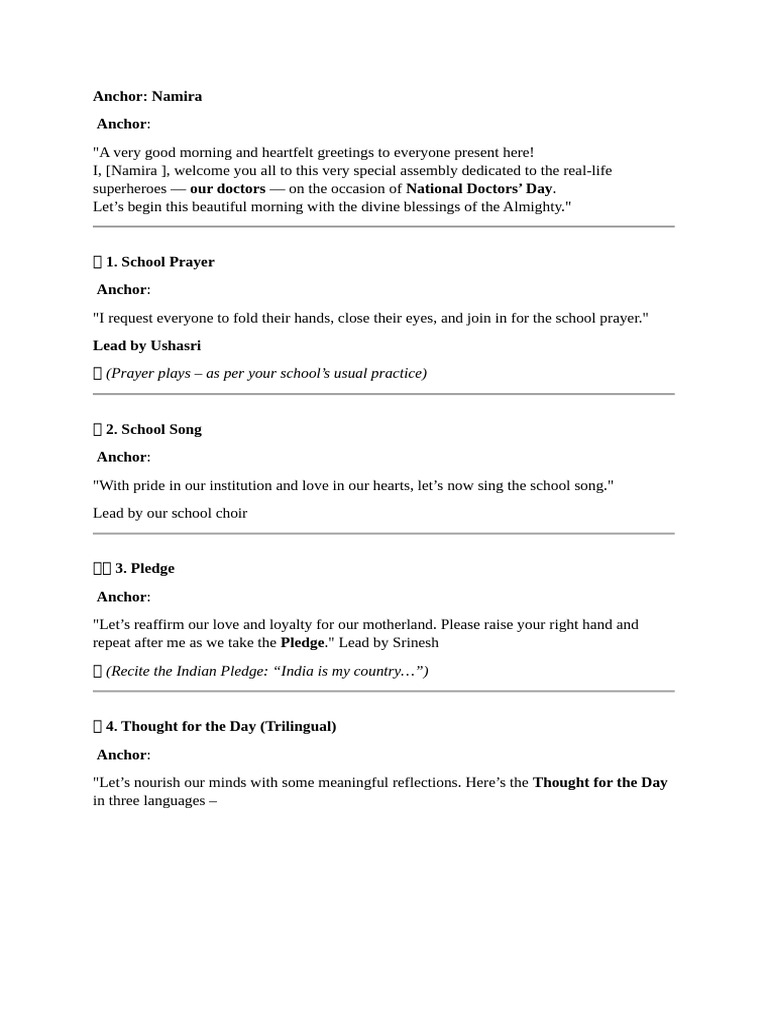 Grade 9 Assembly Script | PDF | Prayer | Health Care