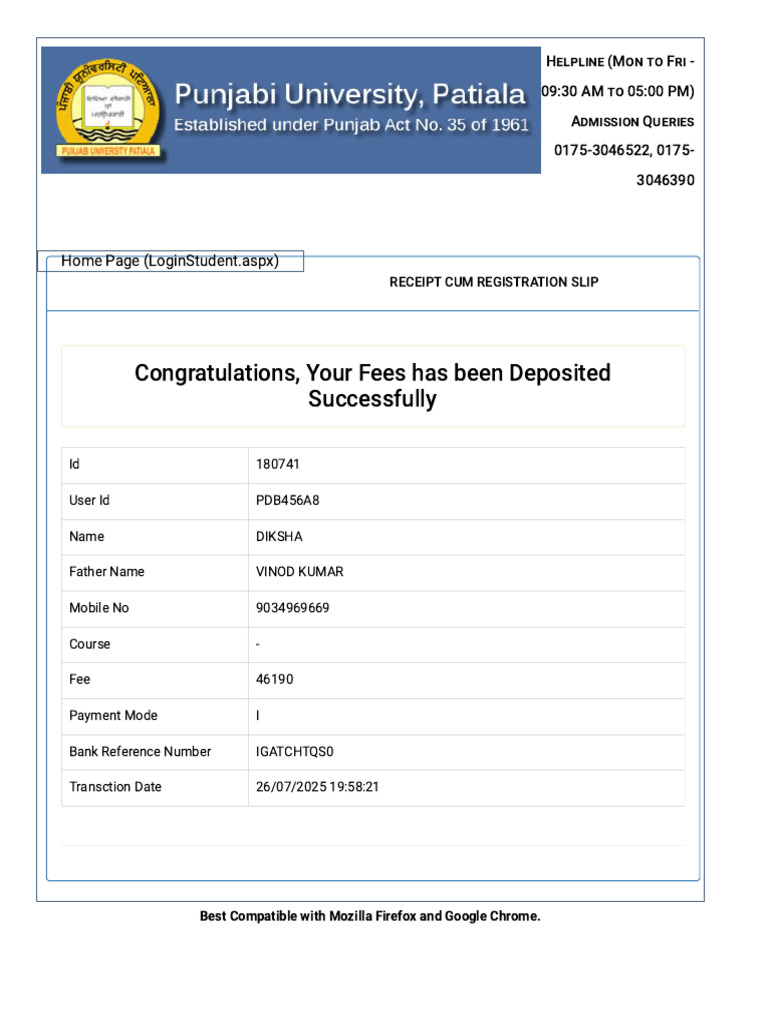 Punjabi University Patiala Admissions 2020-2021 | PDF