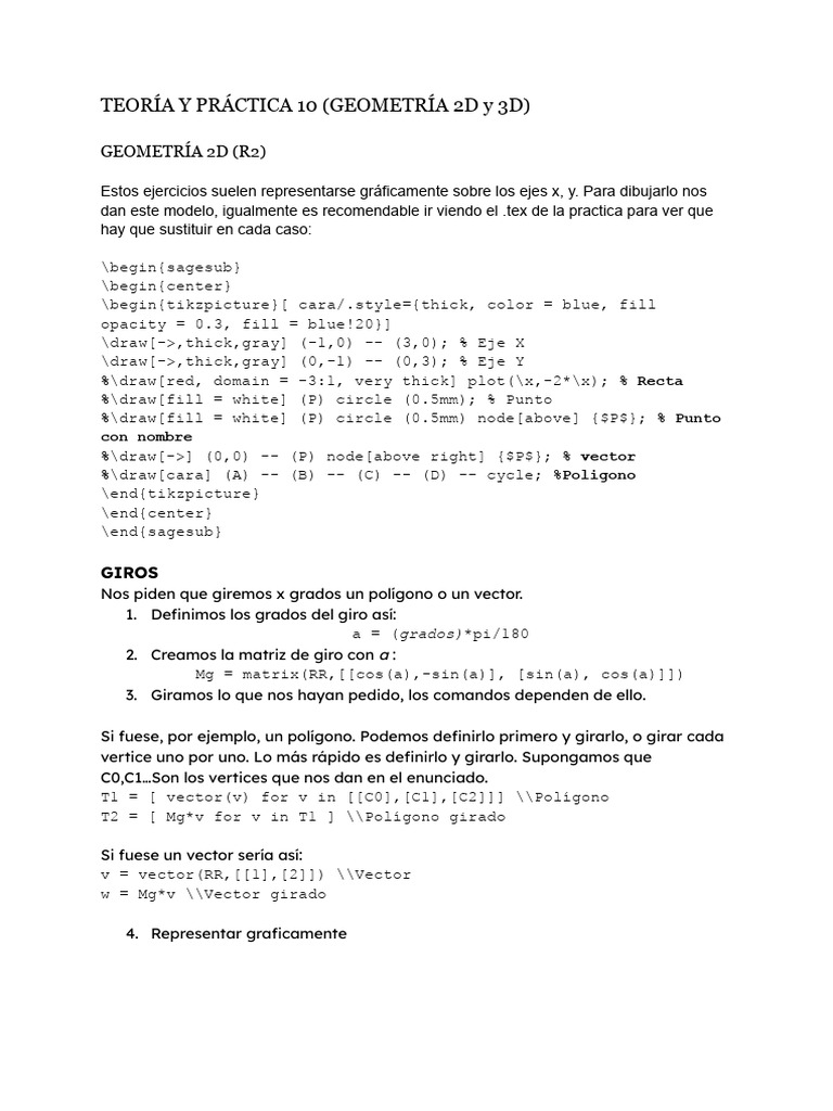 Teoría y Práctica 10 (Geometría 2d y 3d) | PDF | Vector Euclidiano ...