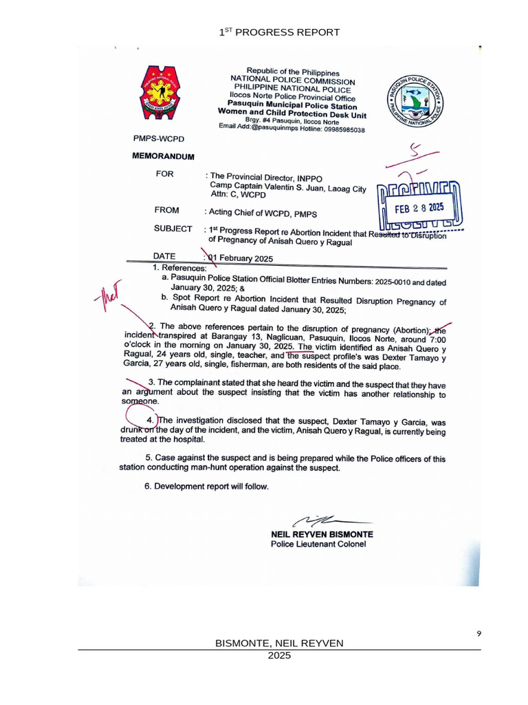 1st Progress Report Revised NRB | PDF