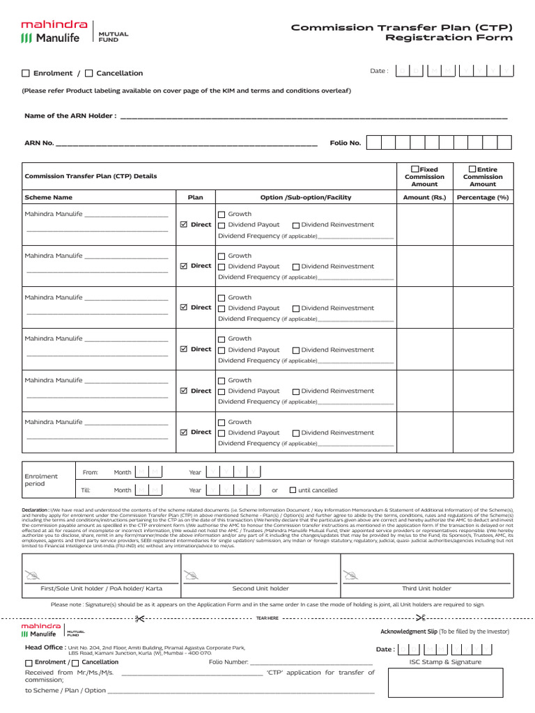 Commission Transfer Plan Registration | PDF | Dividend | Banks