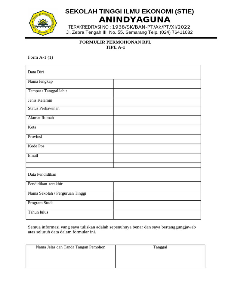 Form Rpl 2025 | PDF