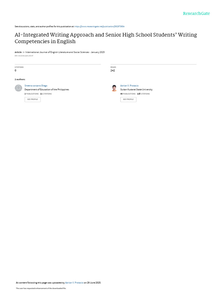 AI in Enhancing High School Writing Skills | PDF | Artificial ...