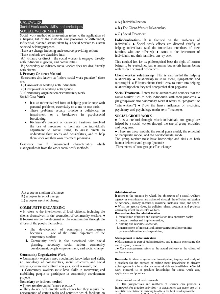 REVIEWER CASEWORK For Social Work | PDF | Social Work | Goal