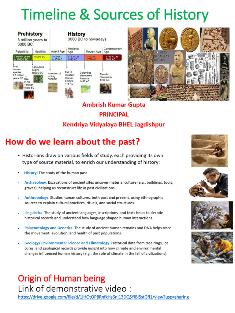 Timeline & Sources of History Class 6 Social Science NCERT | PDF | Homo | Human