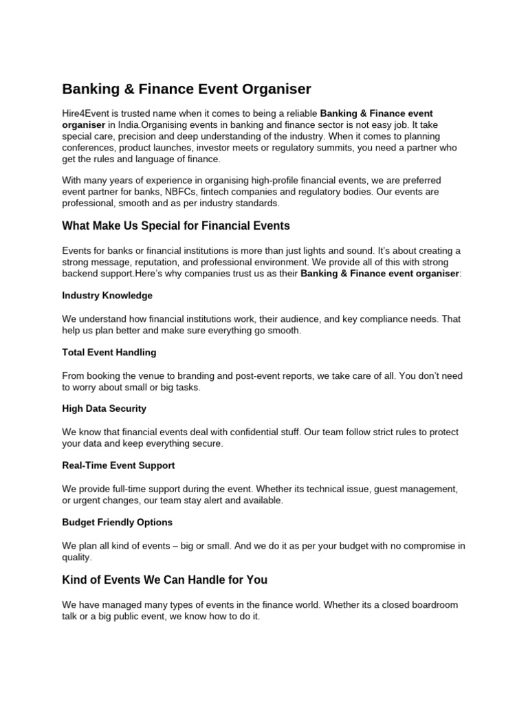Banking & Finance Event Organiser | PDF | Computing