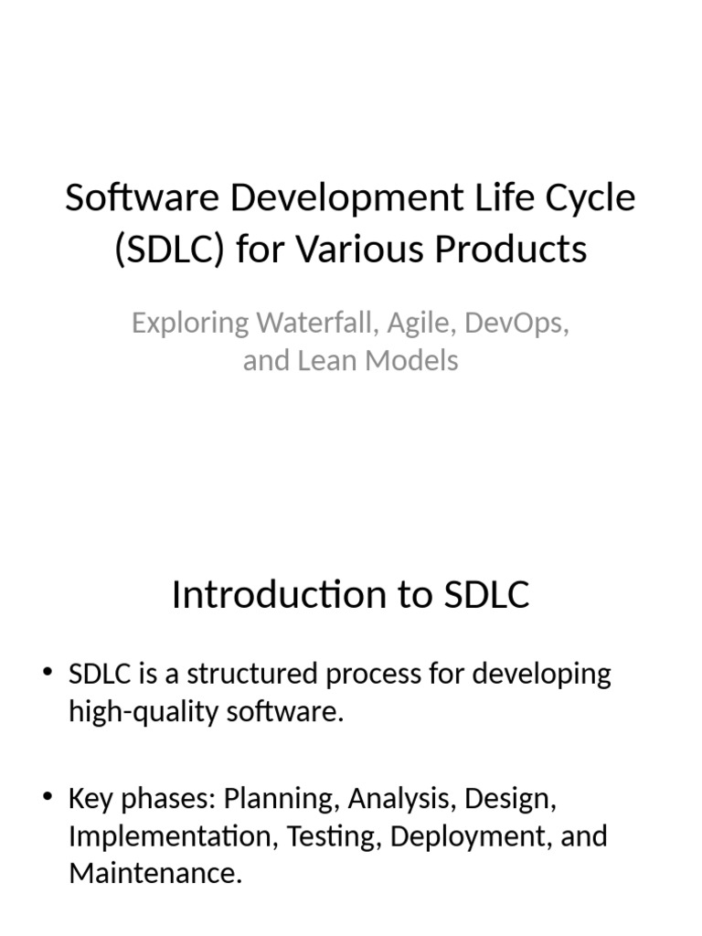 SDLC Models: Waterfall, Agile, DevOps, Lean | PDF | Software ...