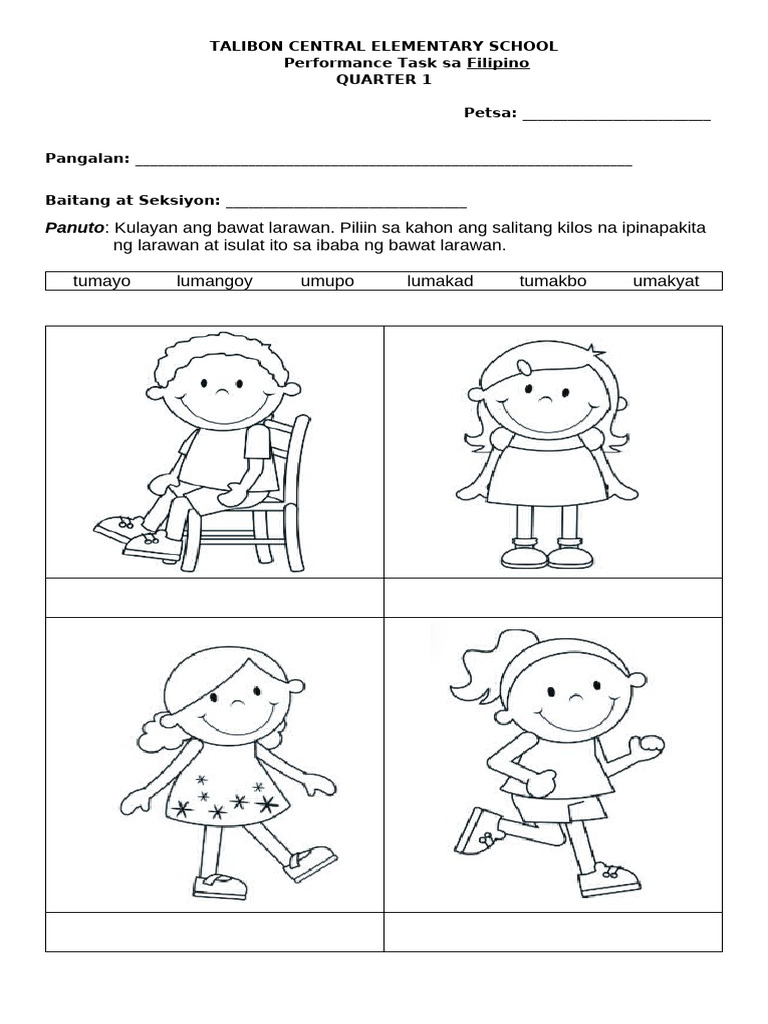Filipino Performance Task 2 Salitang Kilos | PDF