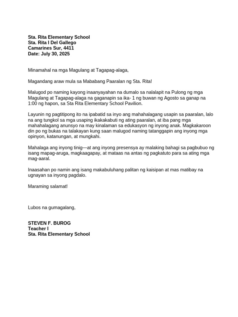 Obj. 13 Sample Communication Letter | PDF