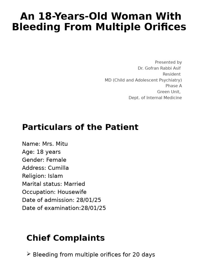 Multiple Orifice Bleeding Case Study | PDF | Bleeding | Medical Specialties