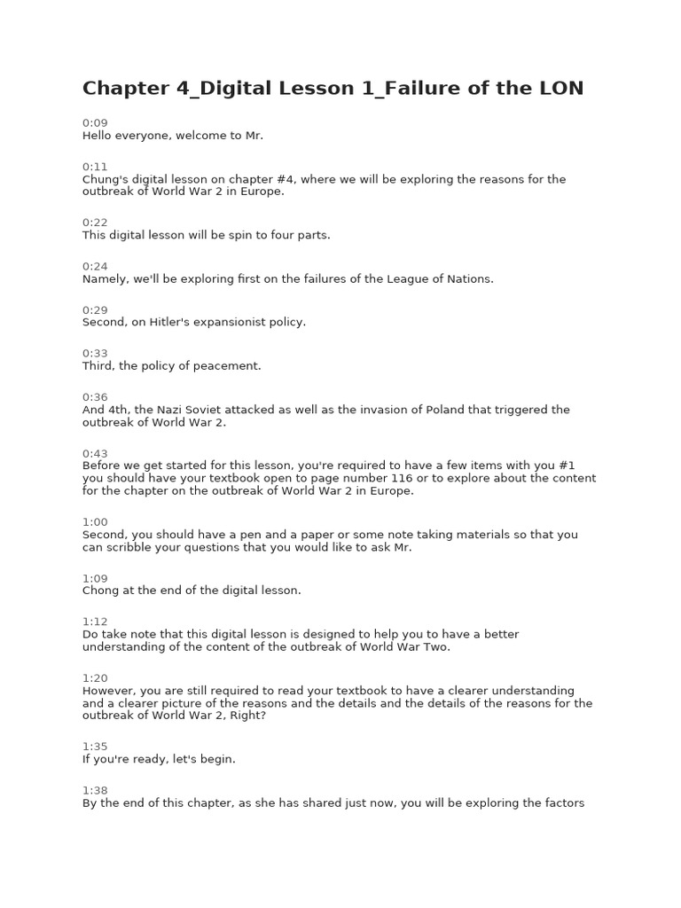 Chapter 4_Digital Lesson 1_Failure of the LON-en-US | PDF | League Of ...