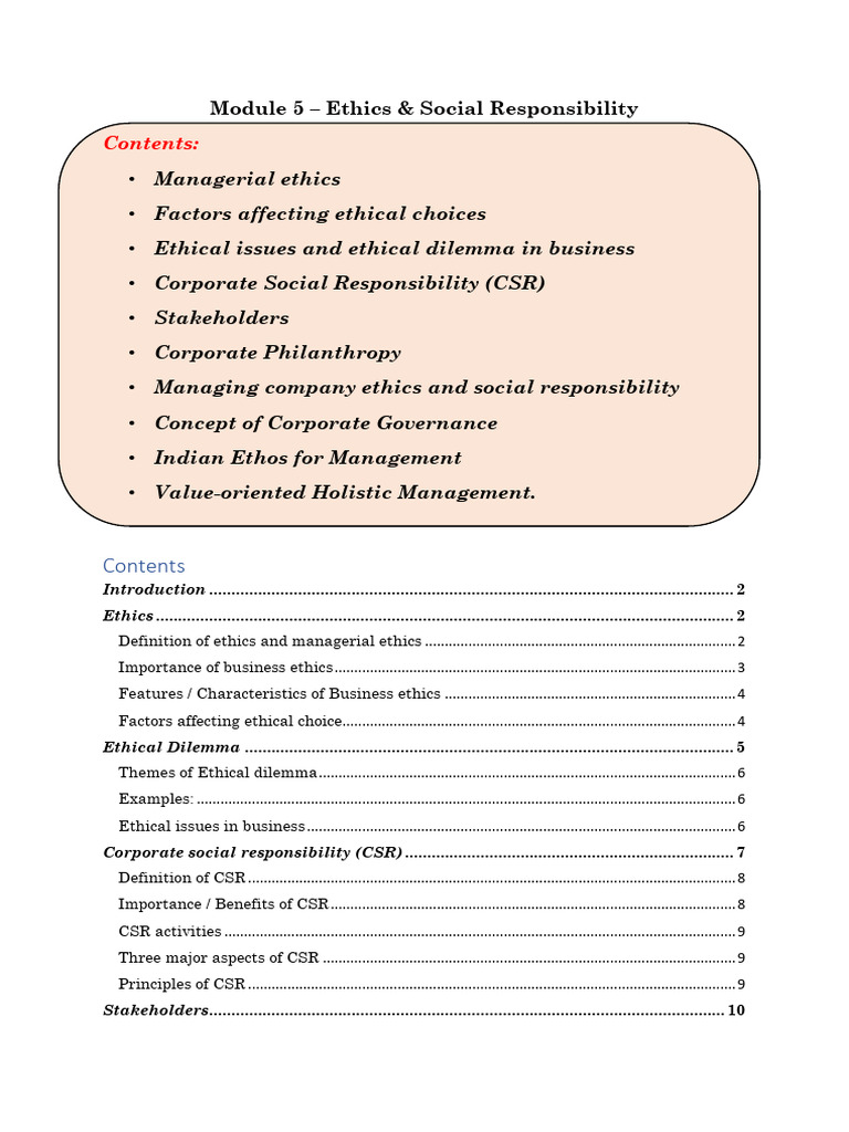 Ethics and Social Responsibility in Business | PDF | Corporate Social ...
