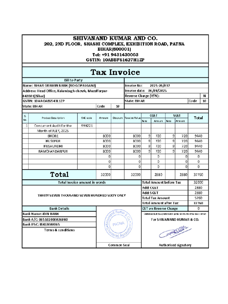 Tax Invoice - Intra State 37 Adjusted Color | PDF