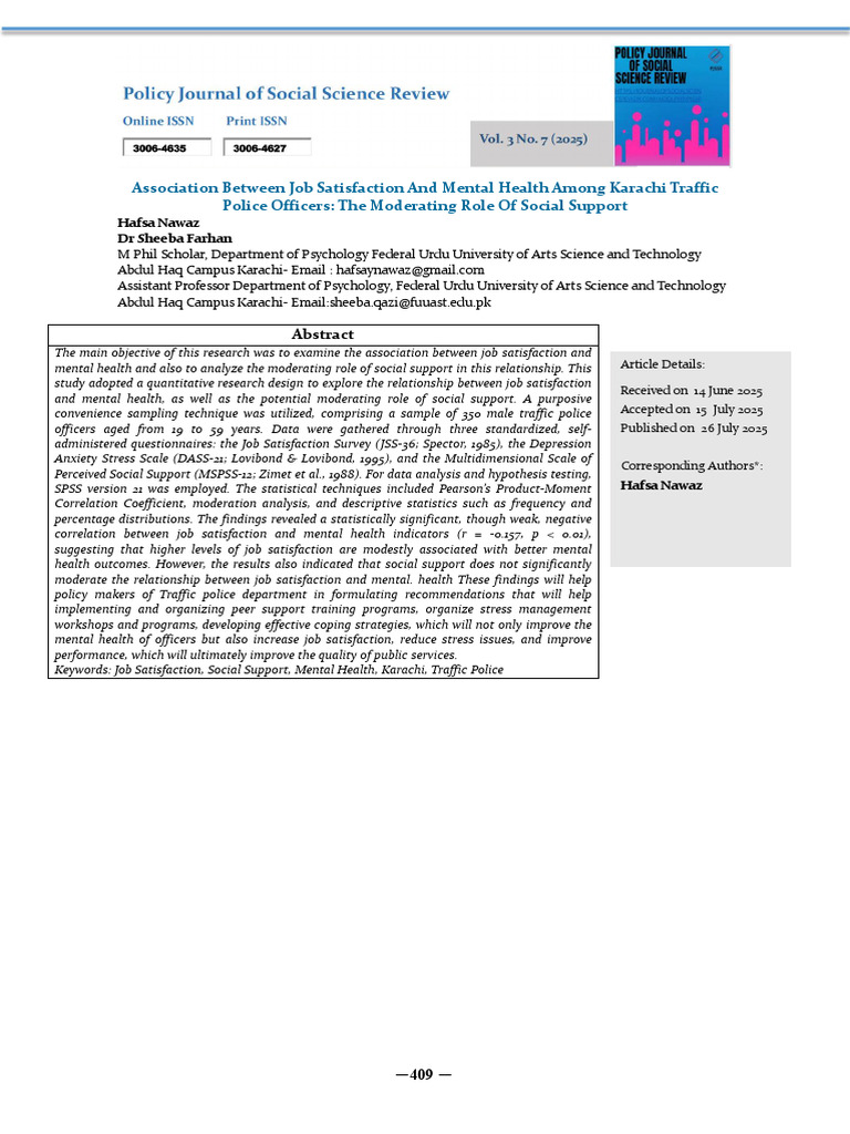 Hafsa Policy 2025 | PDF | Job Satisfaction | Statistics