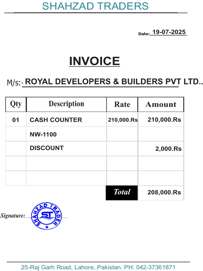 Invoice Re (19-07-2025) 1100 | PDF