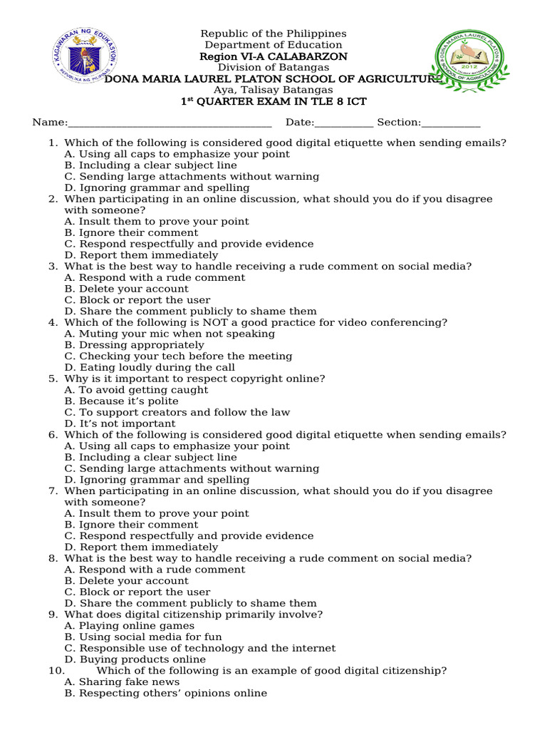 TLE 8 ICT 1st Quarter Exam Guide | PDF | Operating System | Graphical ...