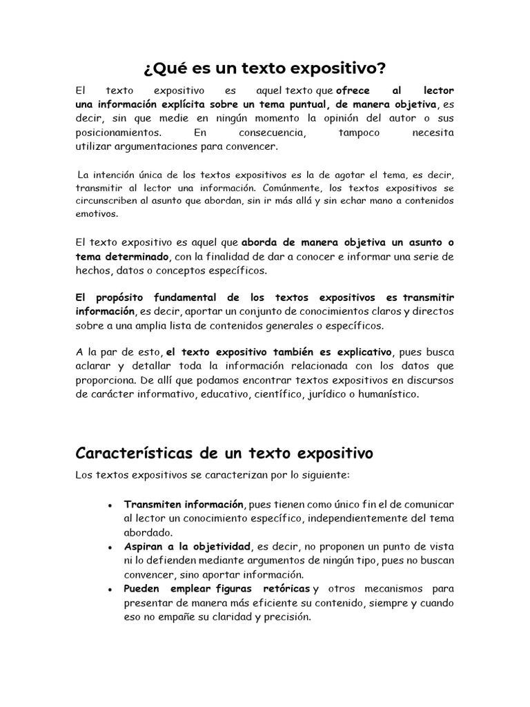 Definición de texto expositivo | PDF | Información | Sumario abstracto)
