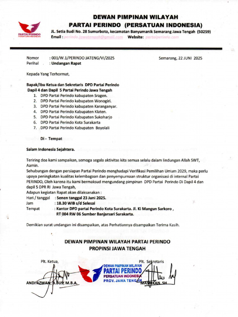 Undangan Rapat Dapil 4 Dan 5 | PDF