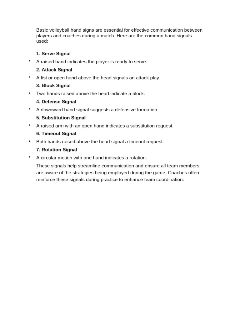 Basic Volleyball Hand Signs Are Essential For Effe | PDF