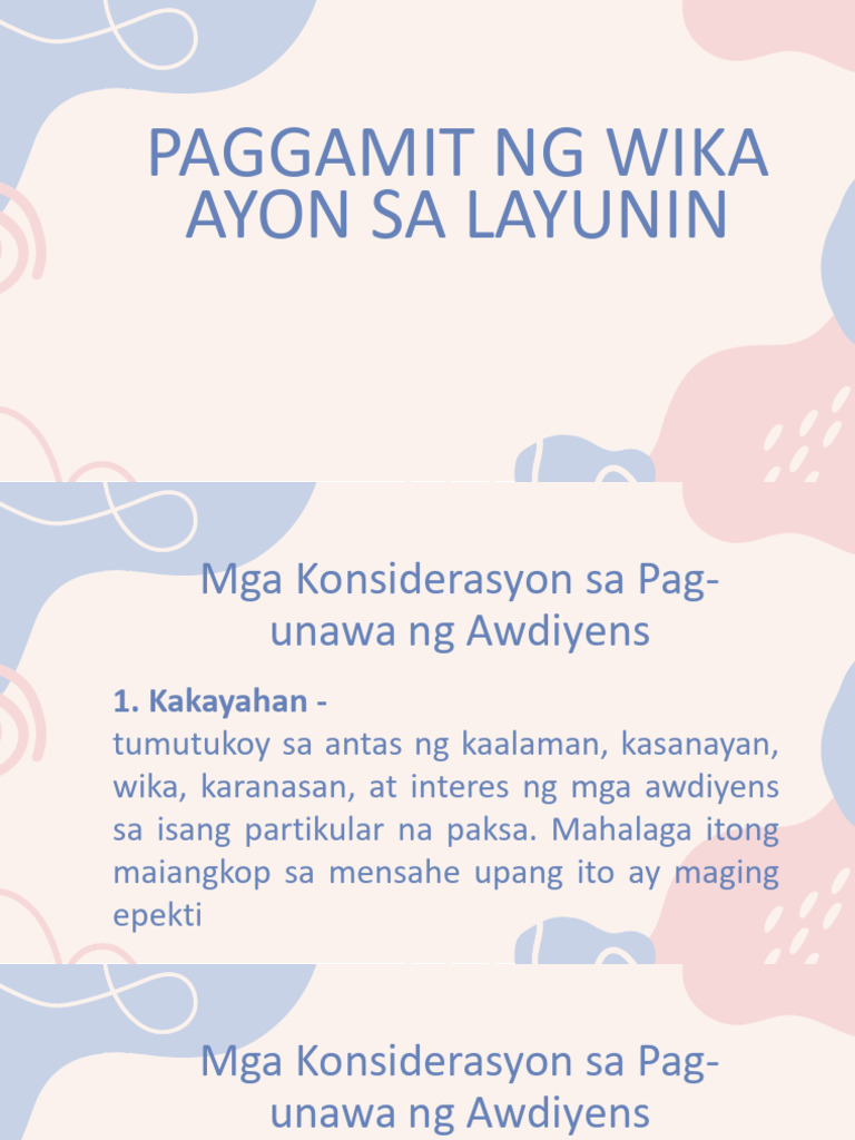 Linggo 5B Paggamit NG Wika Ayon Sa Layunin | PDF