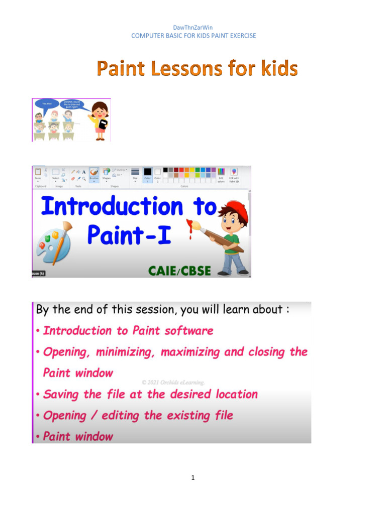 Kids' Computer Painting Exercises | PDF