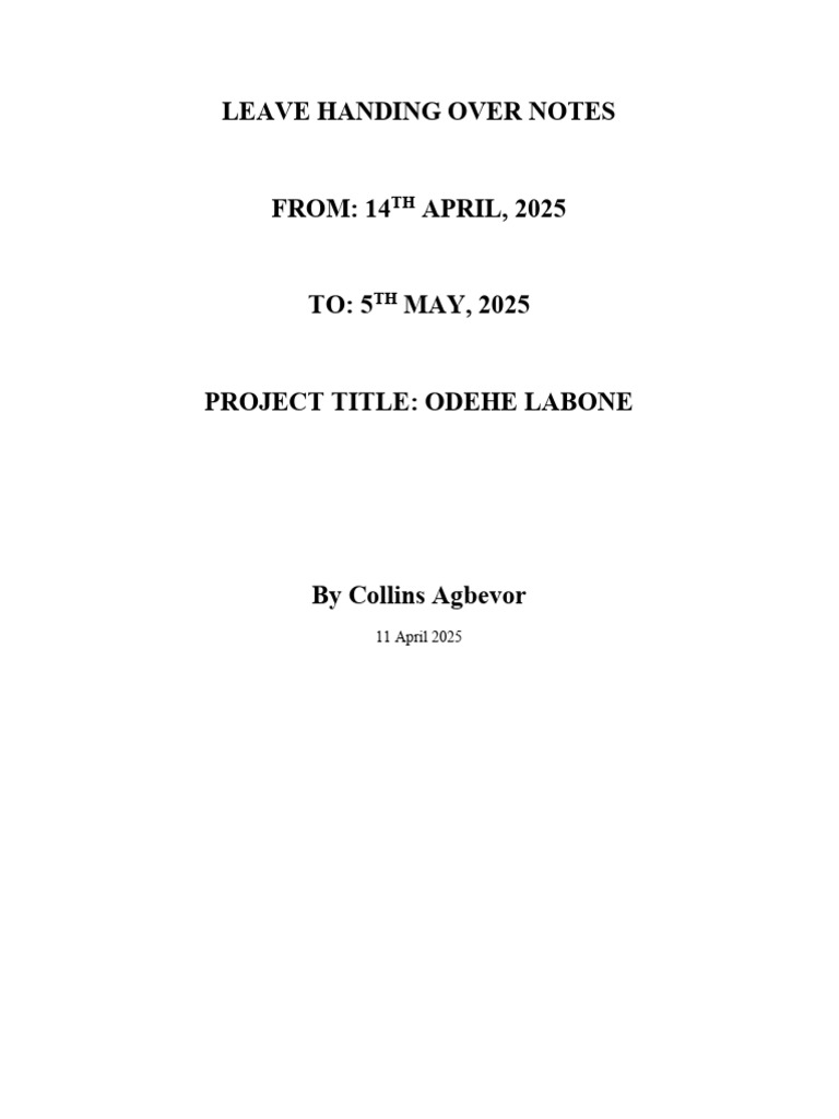Odehe Leave Handing Over Notes | PDF