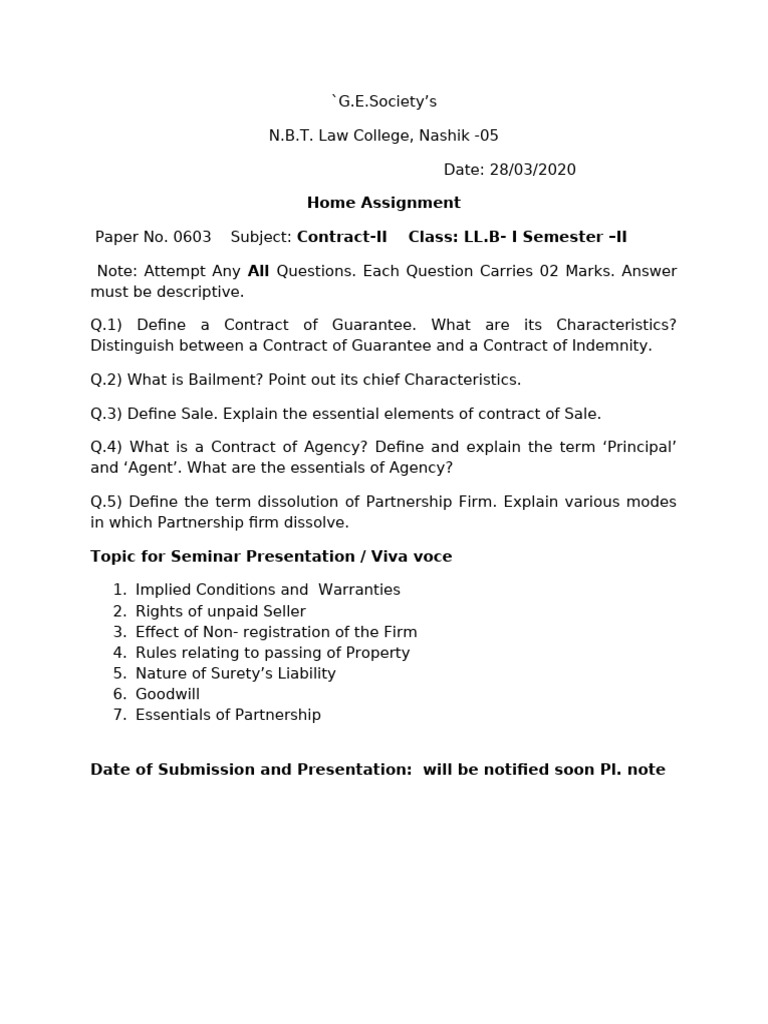 Question Paper Contract-II | PDF