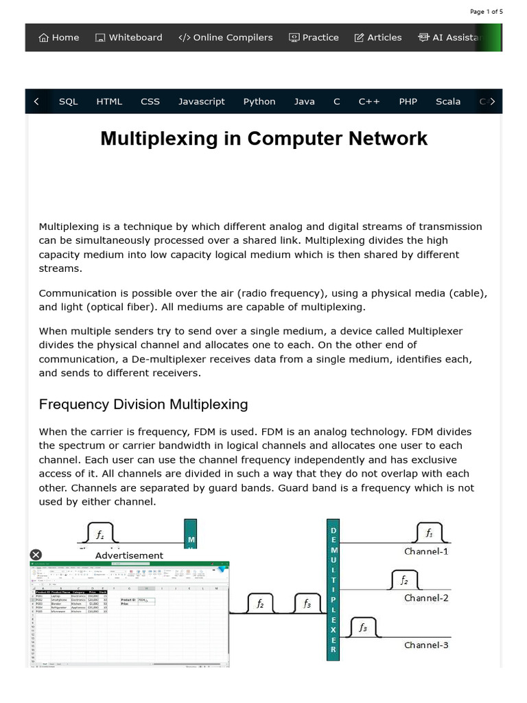 Physical Layer Multiplexing in Data Communication | PDF | Multiplexing | Transmission Medium