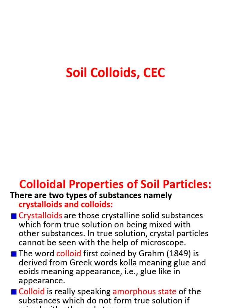 Soil Colloids and Cation Exchange Capacity | PDF | Soil | Hydroxide