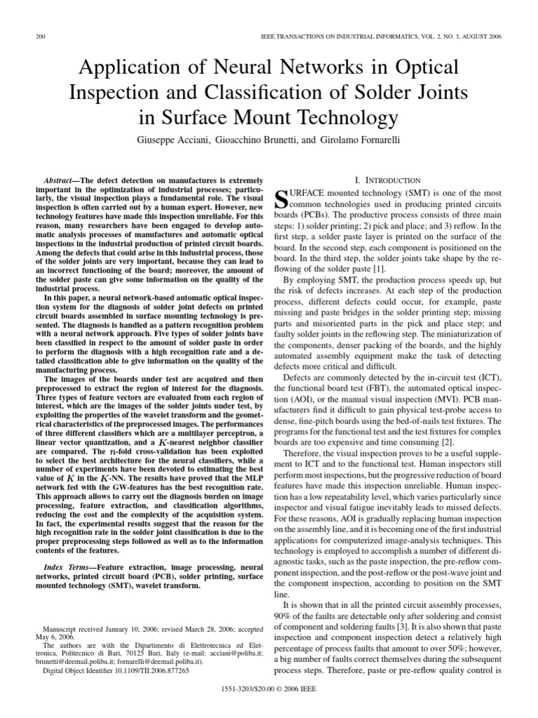 Application of Neural Networks in Optical Inspection and Classification of Solder Joints in ...