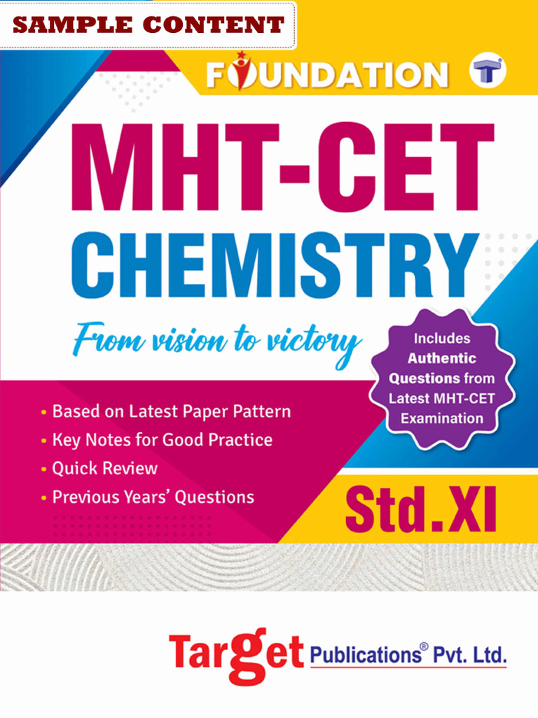 Sample PDF of MHT Cet Foundation Chemistry Based On STD 11 Sample ...