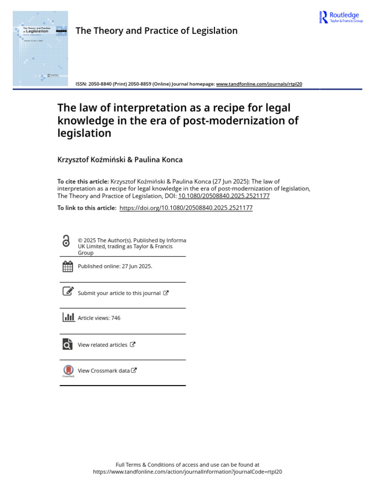 The law of interpretation as a recipe for legal knowledge in the era of ...