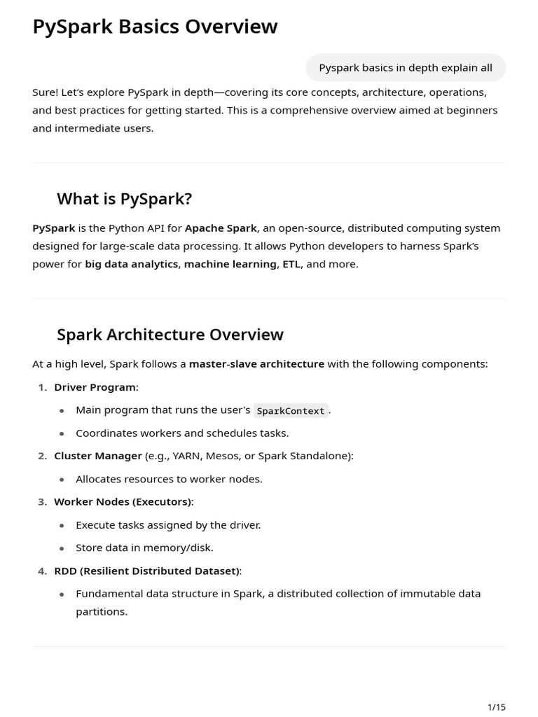 PySpark Basics Overview 2 | PDF | Apache Spark | Anonymous Function