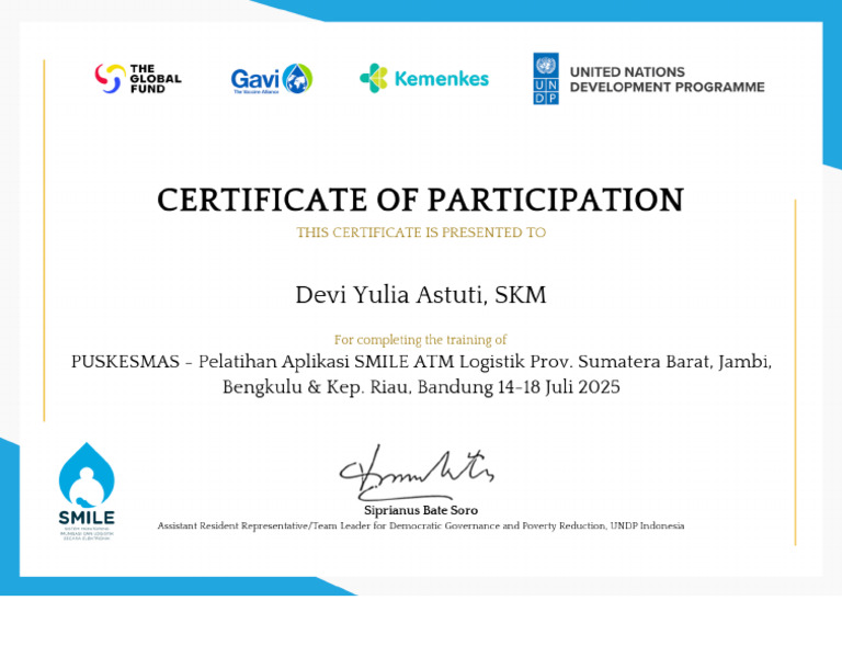 Sertifikat - Devi Yulia Astuti, SKM - 6cbb8d0c | PDF