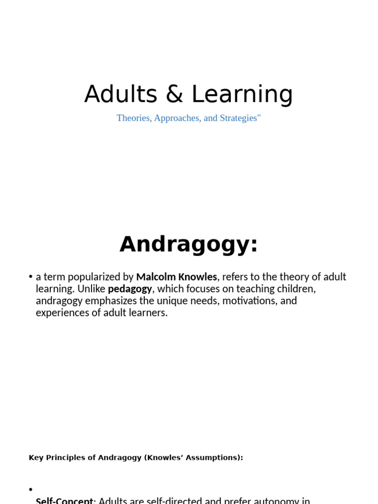 Adult Learning Theories Explained | PDF | Learning | Education Theory