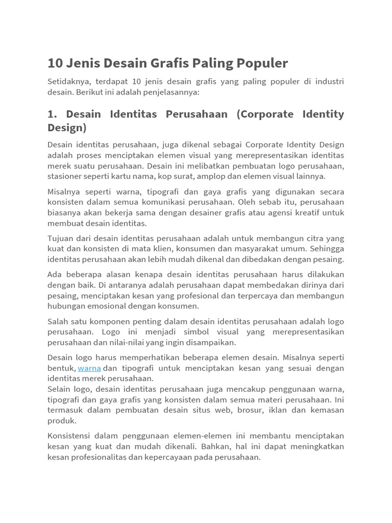 10 Jenis Desain Grafis Paling Populer | PDF