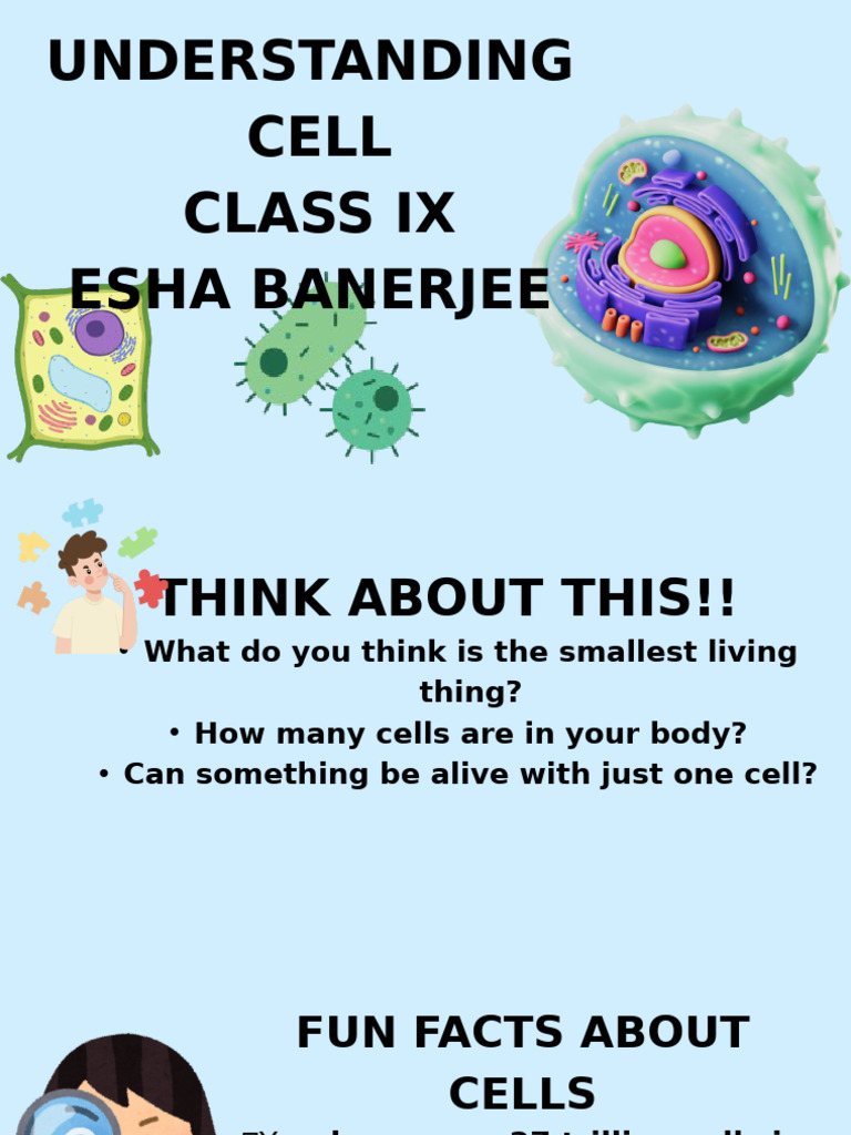 Cell Organelles & Structures Lesson Presentation in Blue and Pink Hand ...