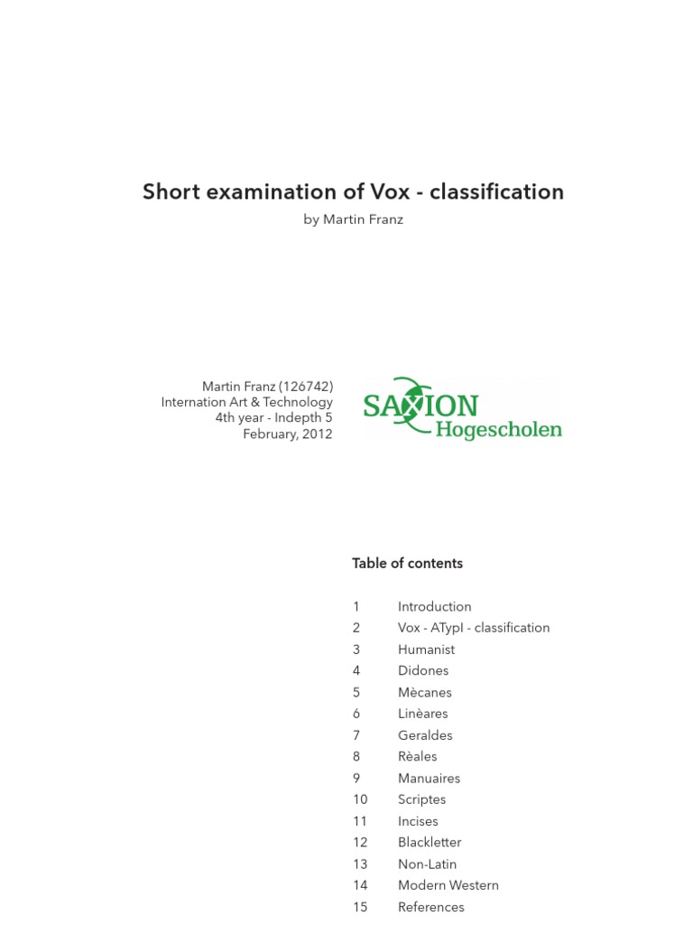Vox Classification | Download Free PDF | Sans Serif | Serif