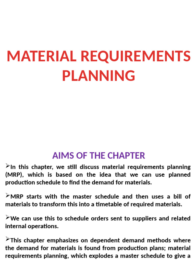 Material Requirements Planning | PDF | Business | Production And Manufacturing