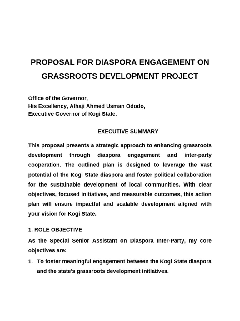 Kogi State Diaspora Engagement Proposal | PDF | Mediation | Vocational ...