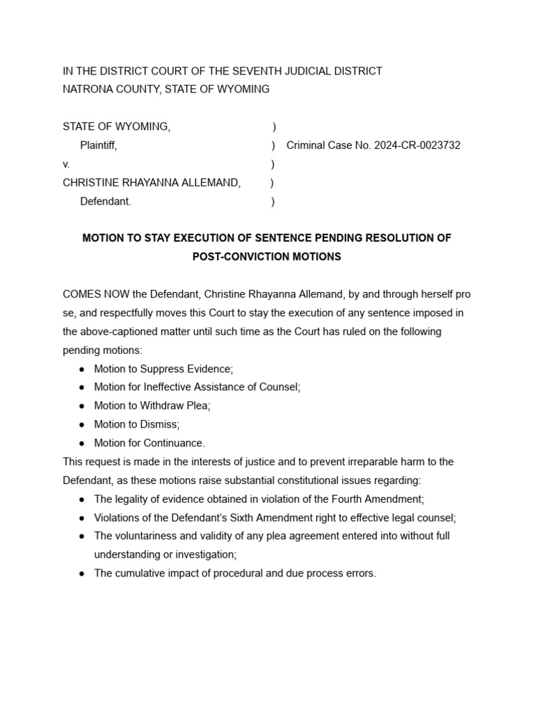 Motion For Continuance - 1 | PDF | Continuance | Common Law