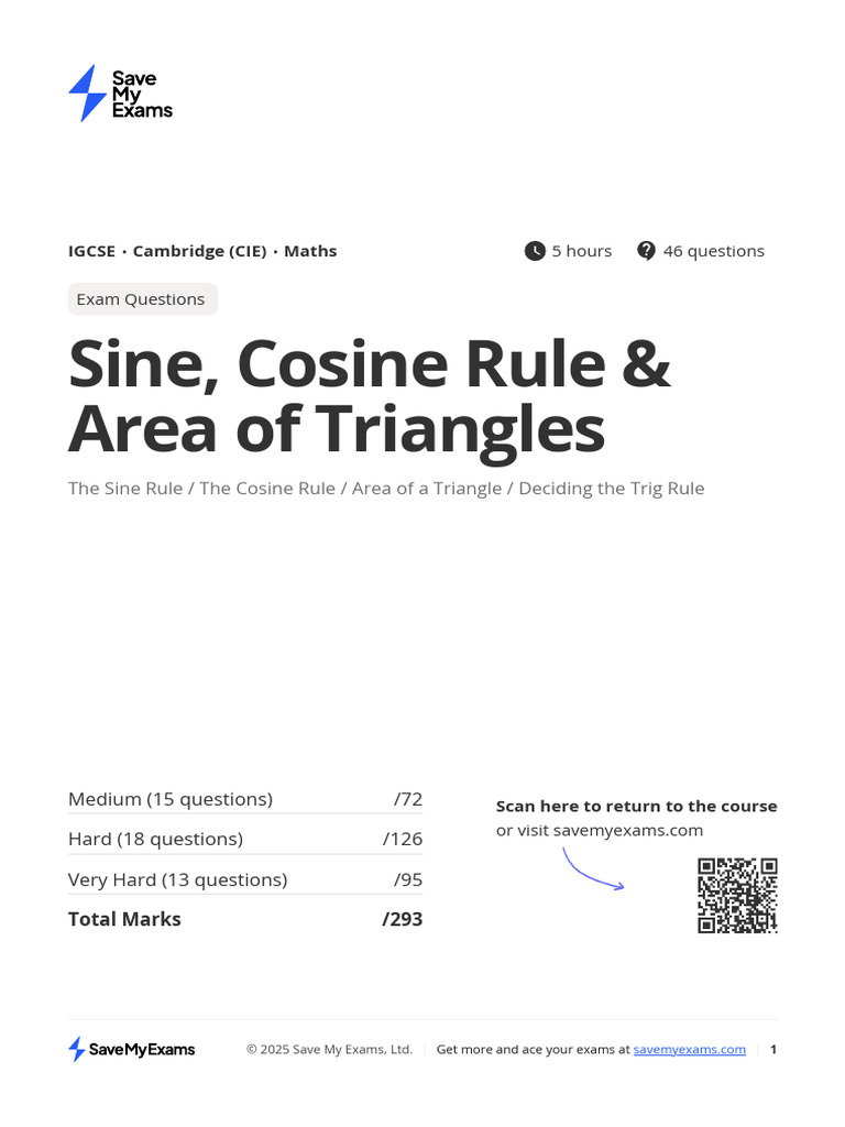 Sine Cosine Rule and Area of Triangles MHbMSyDyPshwCcrJ | PDF | Area ...