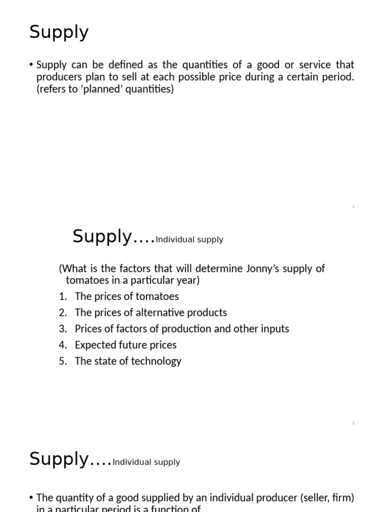 Micro Unit 3 - Supply | PDF | Supply (Economics) | Economics
