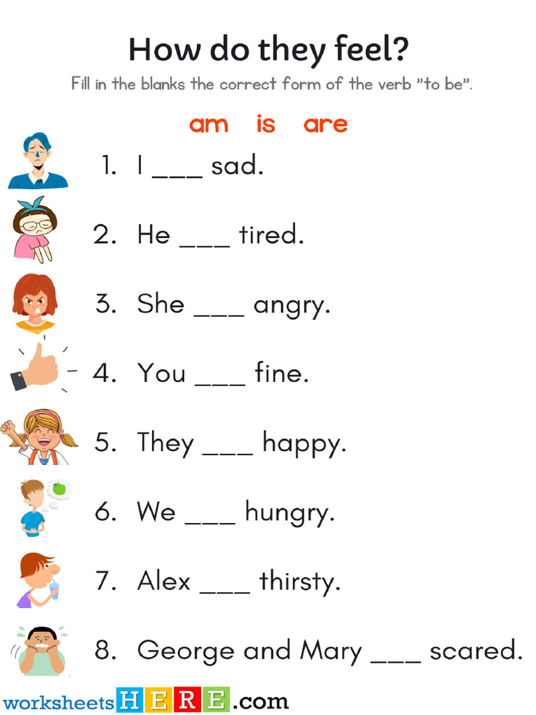 How Do They Feel Write Correct To Be Verb Each Sentence PDF Workshet ...