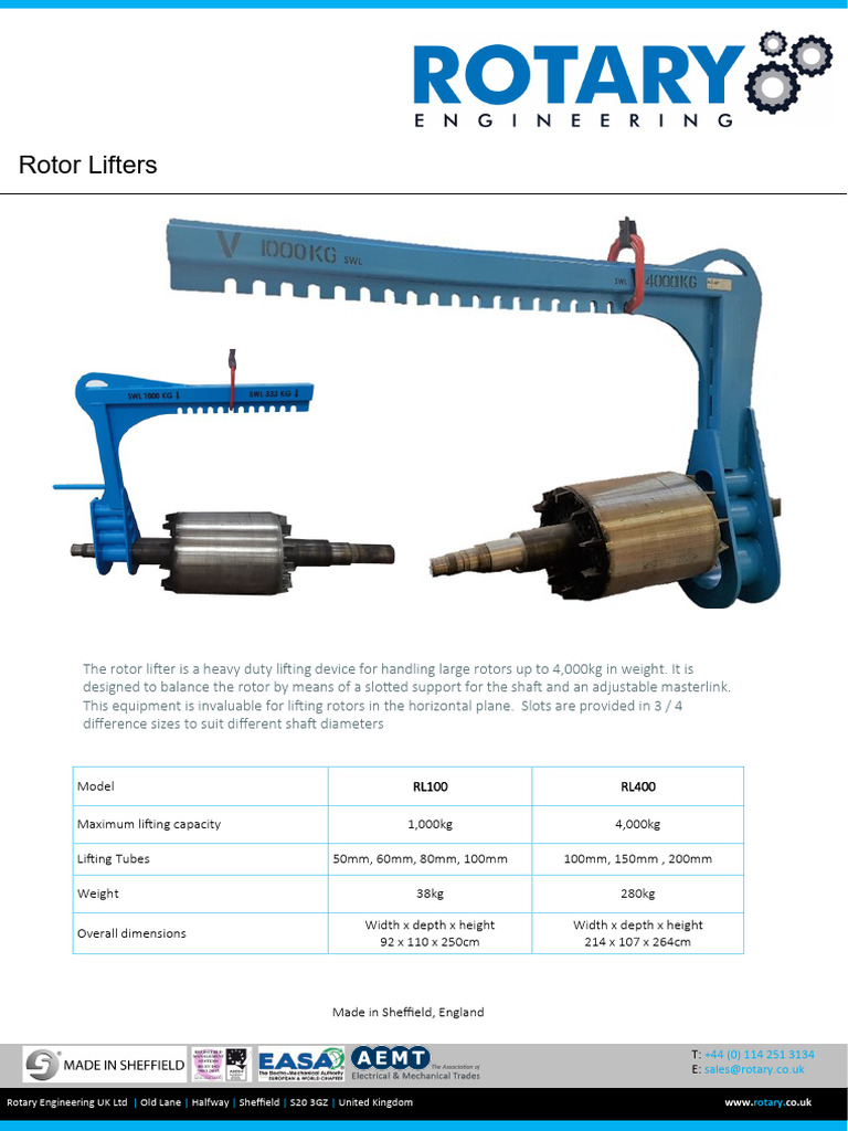Heavy-Duty Rotor Lifter Specifications | PDF