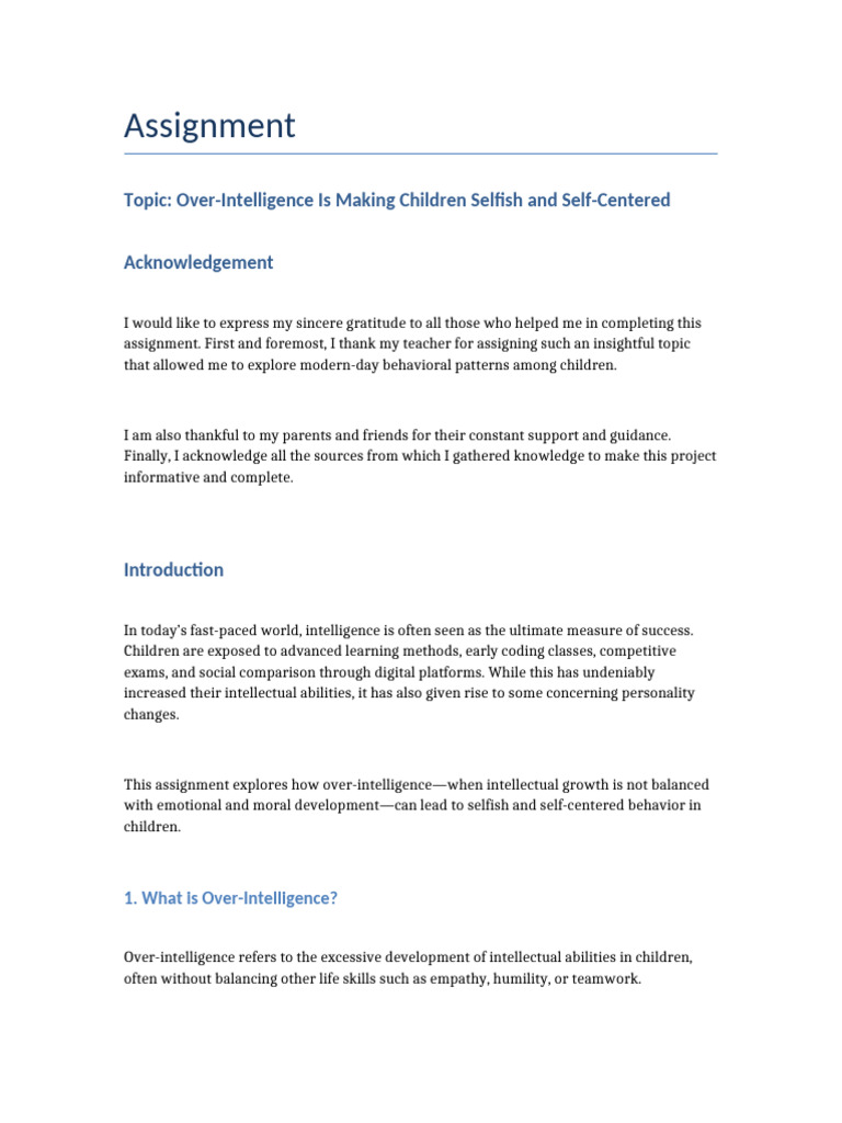 Over Intelligence Assignment | PDF | Empathy | Intelligence